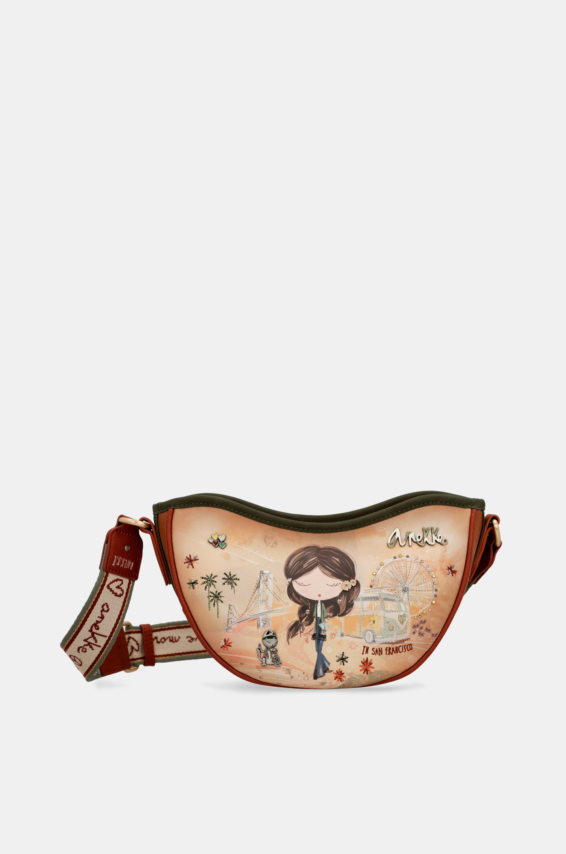 Peace & Love camel oval bag